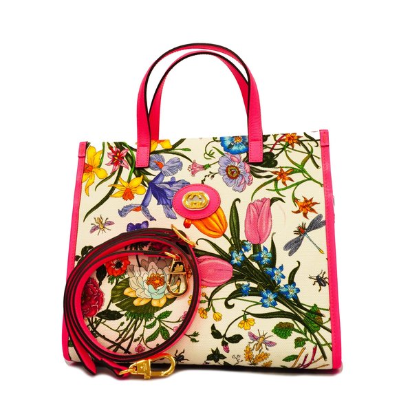 Gucci | Bags | Gucciauth Flora 2way Bag 5541 Womens Canvas ...